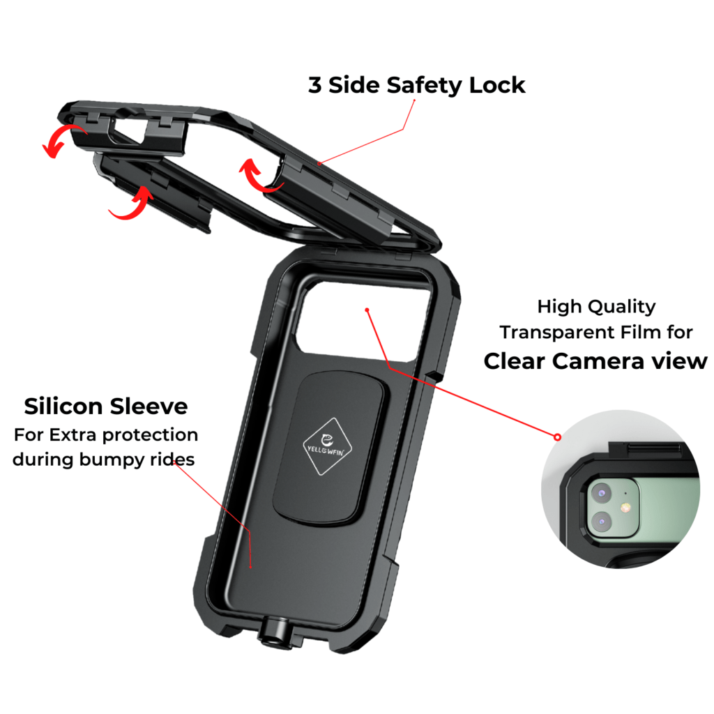 Fully Waterproof Mirror Mount Mobile Phone Holder with 360° Rotation ...